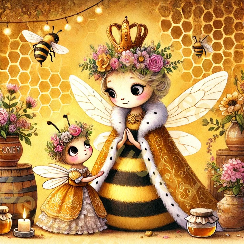 Queen Bee and Princess Illustration for Mother's Day Cards (PDF) - Etsy