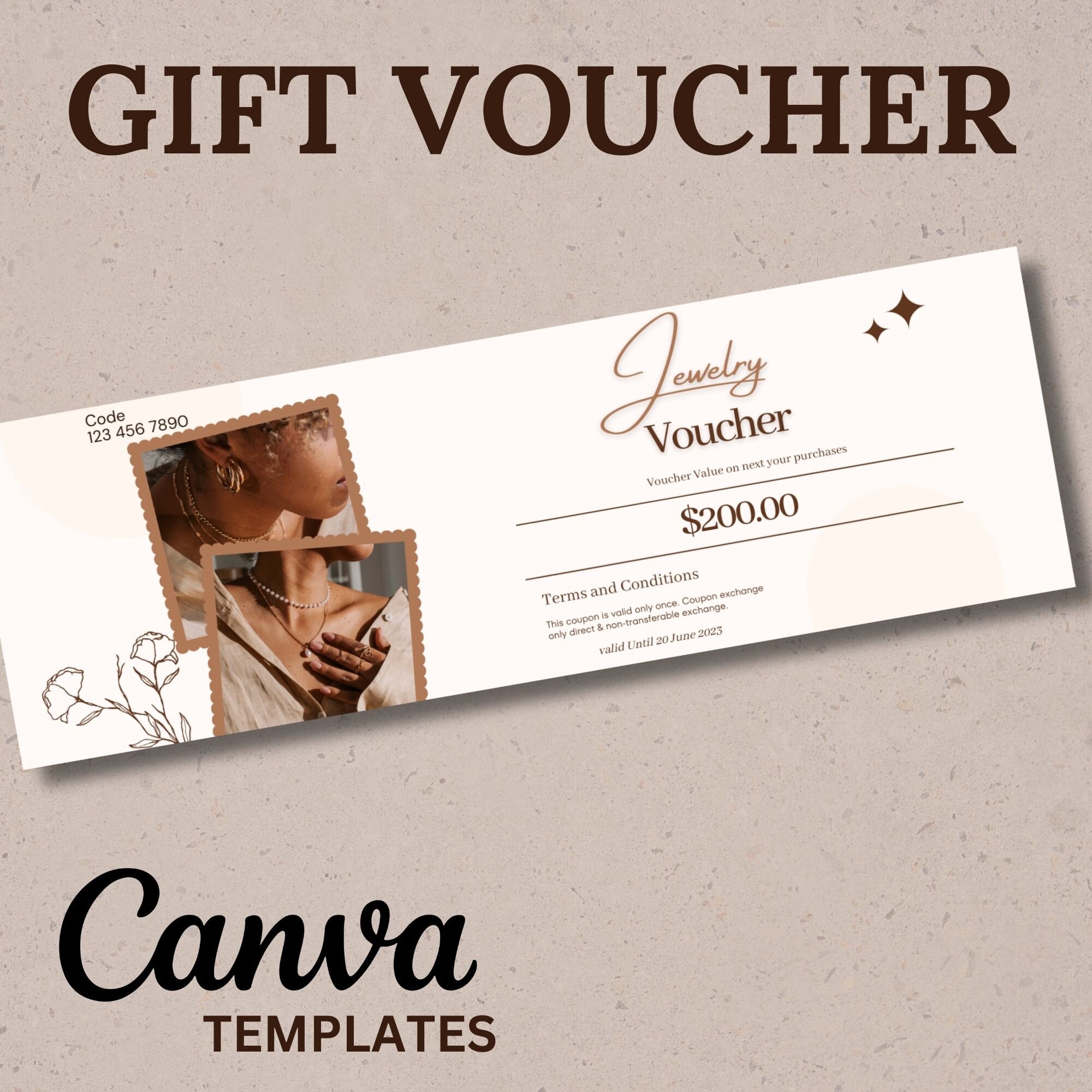 Gift Voucher | Jewelry Gift Voucher | Editable Gift Voucher | Biege ...