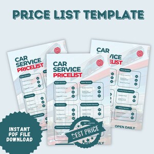 Price List Template | Service Rate Card | Editable Price List | Pricing ...