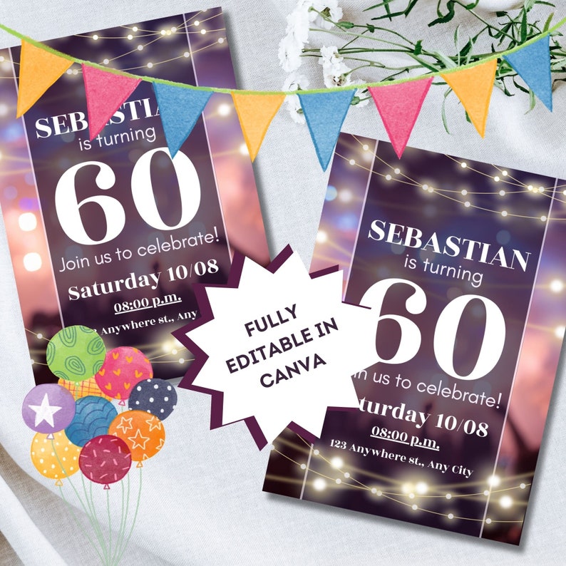 Birthday Invitation E-card | Modern Birthday Card Design | Editable and ...