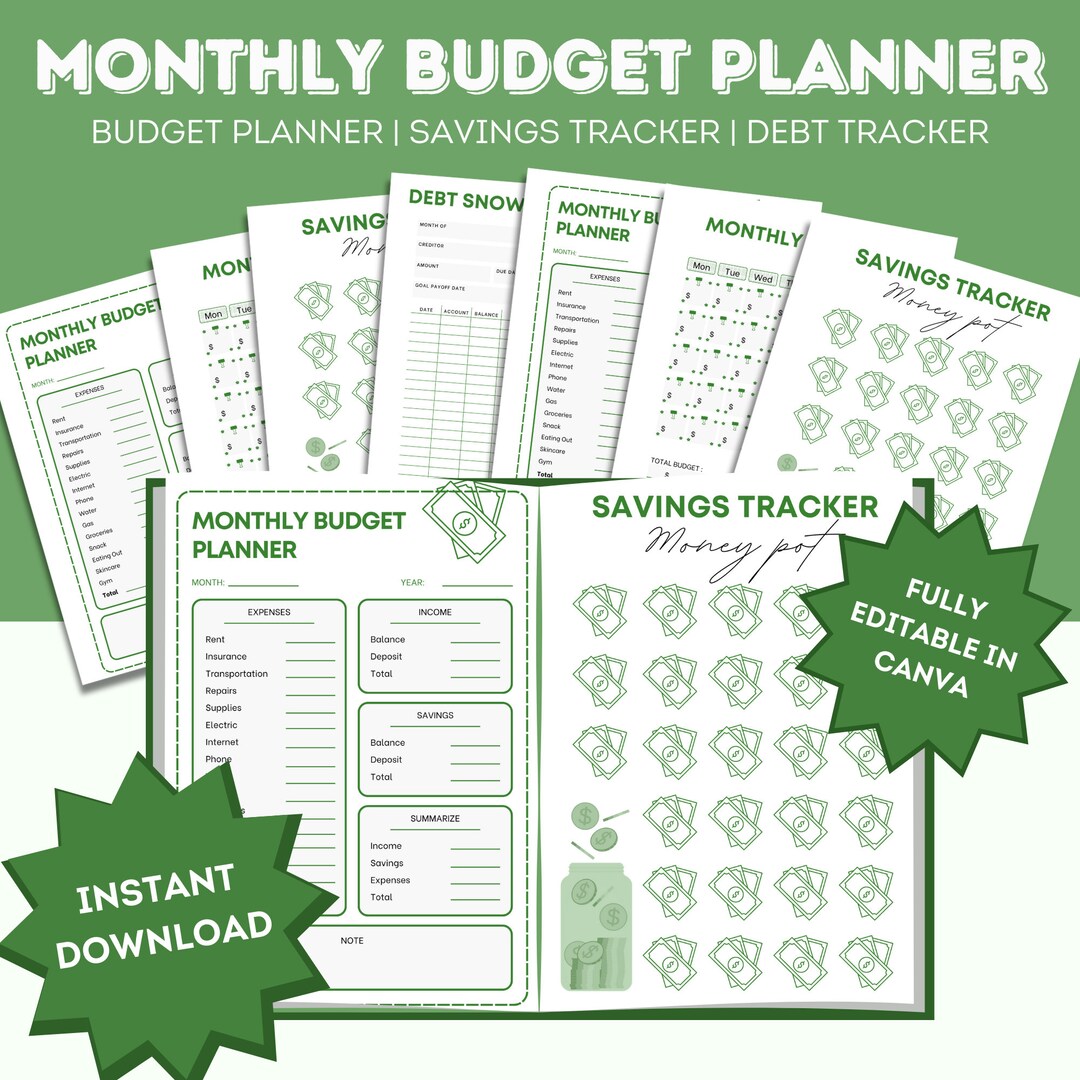 Monthly Budget Tracker | Income Tracker | Monthly Budget | Digital ...
