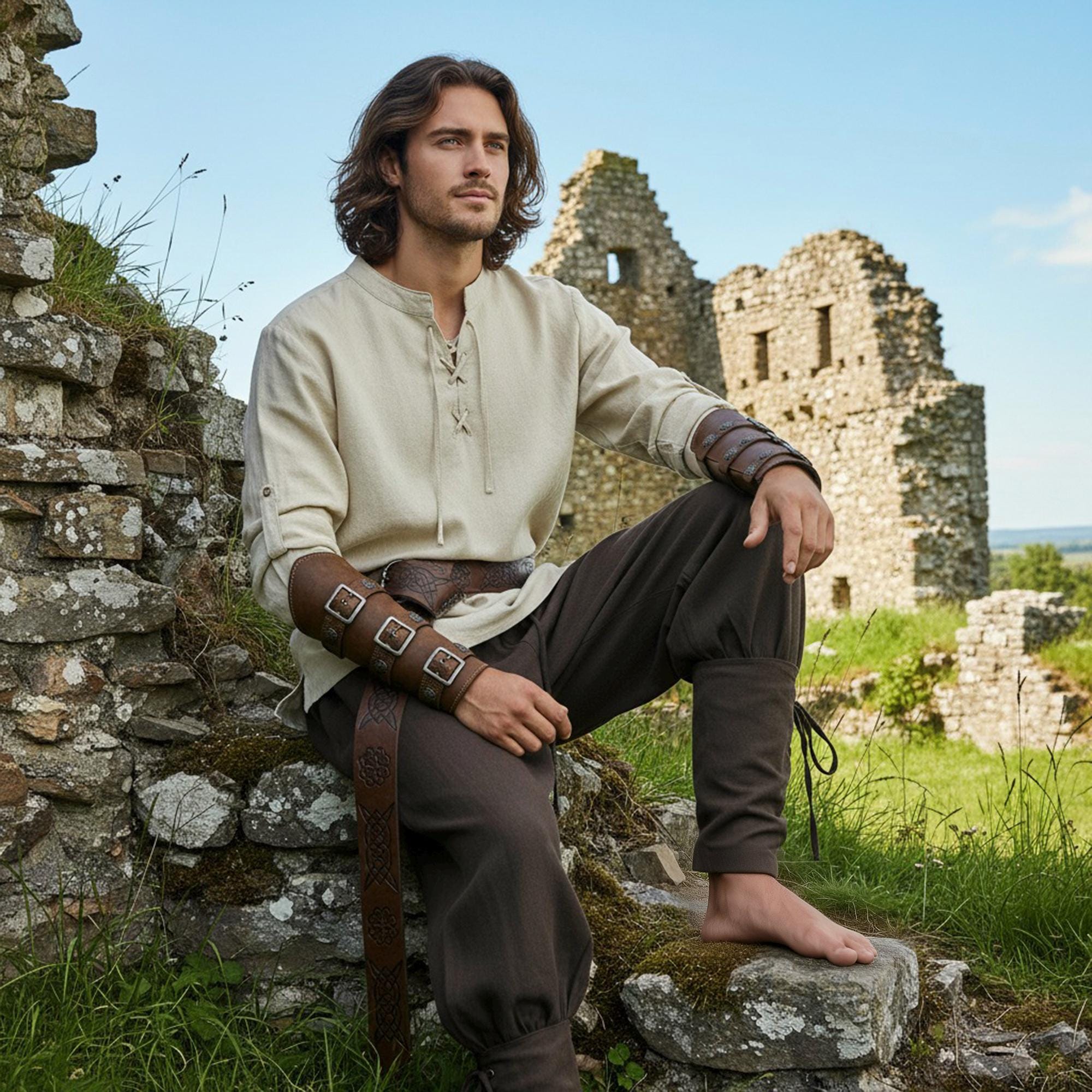 Medieval Knight Clothes Set With Armor: Lacing Shirt Tunic, Pants ...