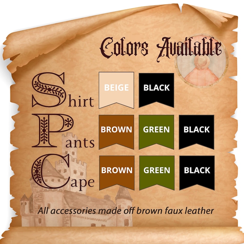 Medieval Renaissance Clothes Set 6pcs: Hooded Cape Cloak, Lacing Shirt ...