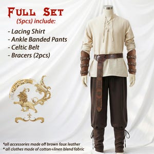 Medieval Knight Clothes Set With Armor: Lacing Shirt Tunic, Pants ...