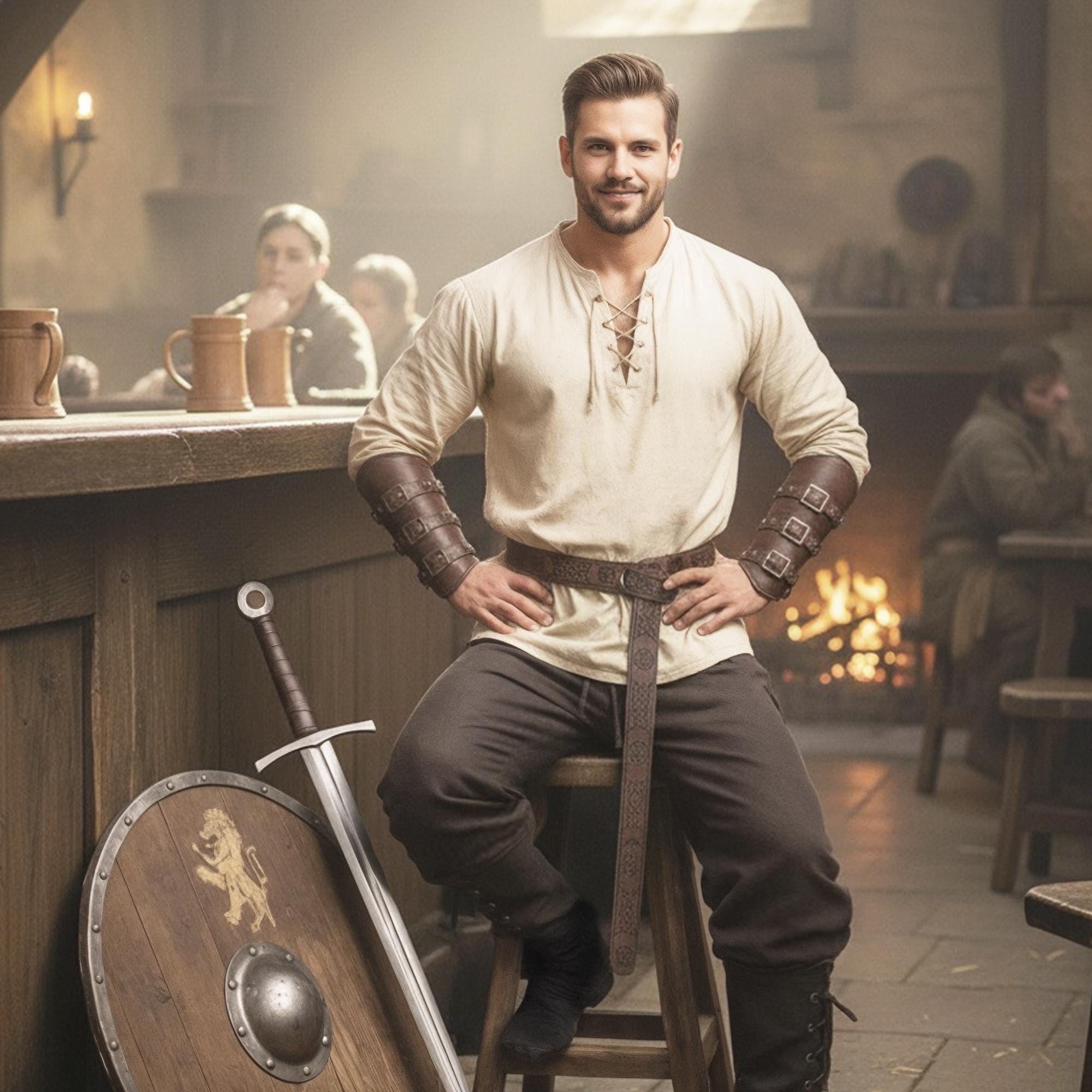 Medieval Renaissance Clothes Set 6pcs: Hooded Cape Cloak, Lacing Shirt ...
