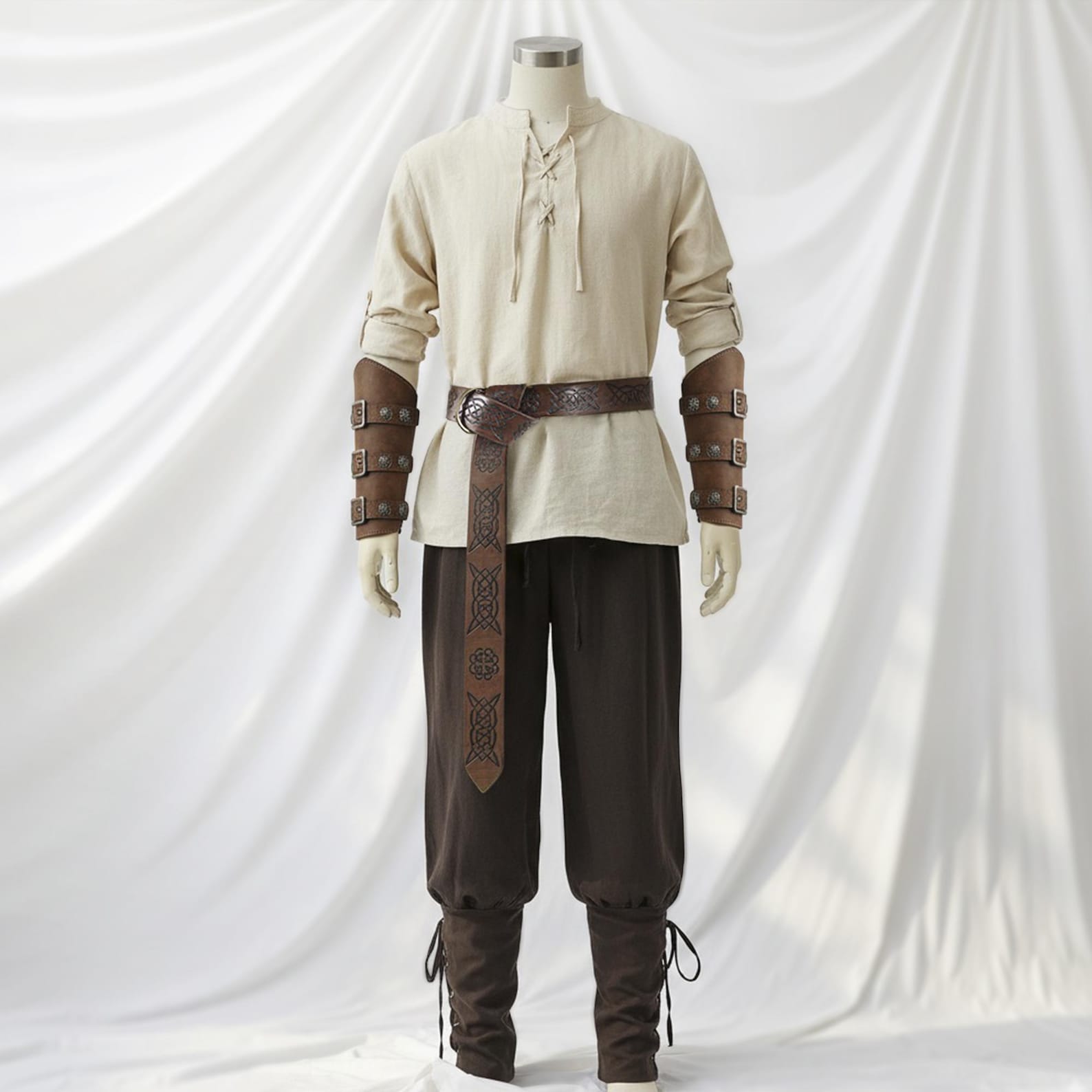 Medieval Renaissance Clothes Set 6pcs: Hooded Cape Cloak, Lacing Shirt ...
