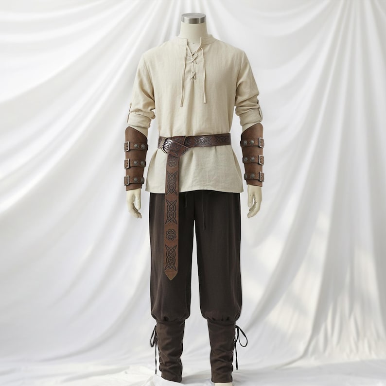 Medieval Renaissance Clothes Set 6pcs: Hooded Cape Cloak, Lacing Shirt ...