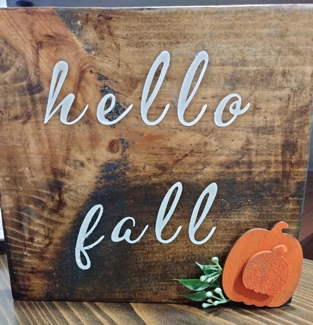 Hello Fall Sign, Wooden Decor , Halloween Sign, Halloween Decor. Fall ...