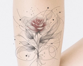 rose tattoos with scrolls