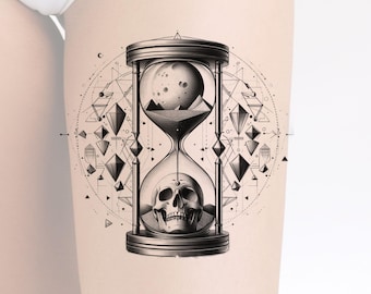 sand timer tattoo men