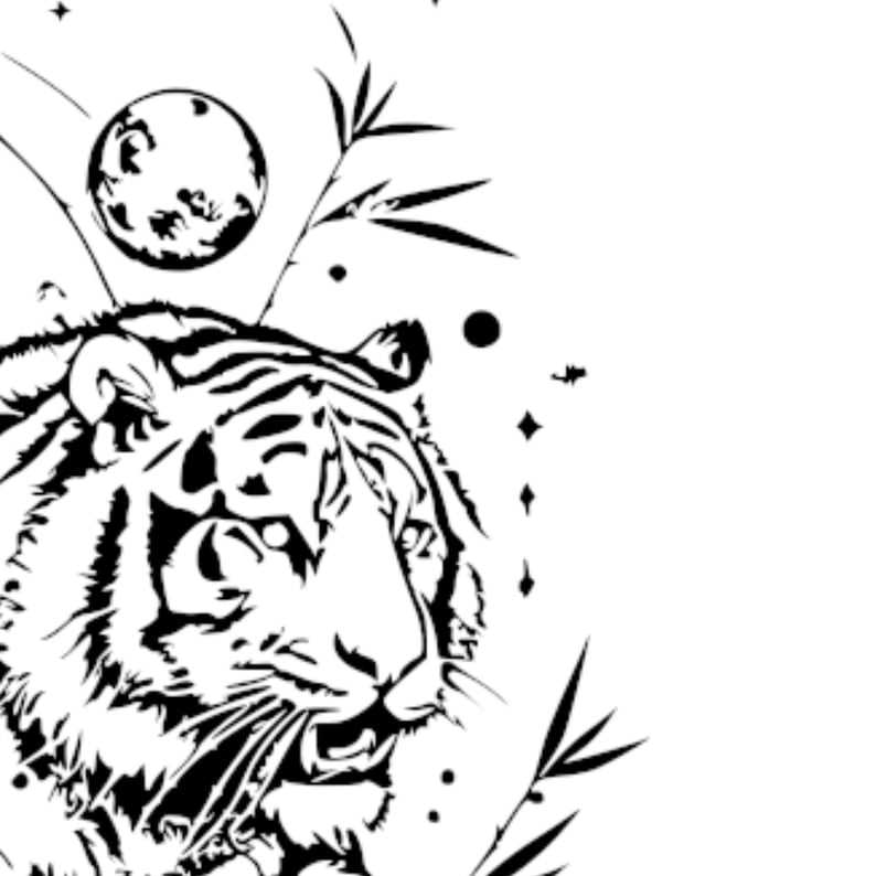 Tiger and Moon Tattoo Design: Printable Tattoo (instant Download ...