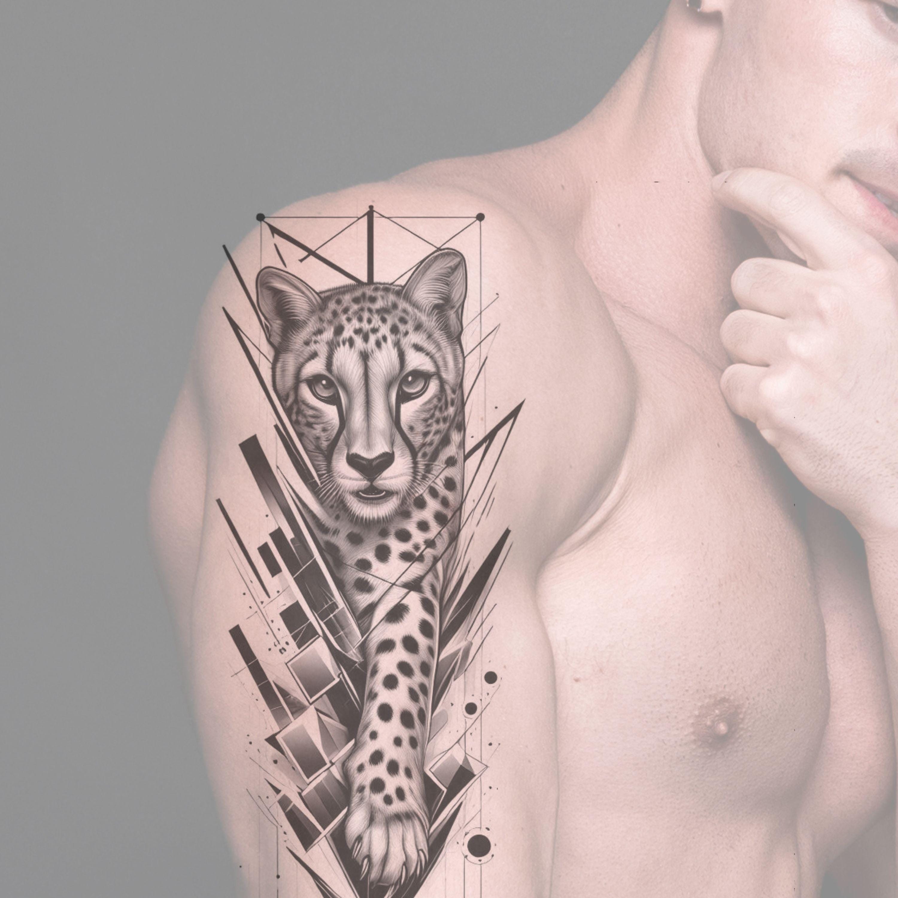 Geometric Leopard Tattoo Design: Printable Template (instant Download ...