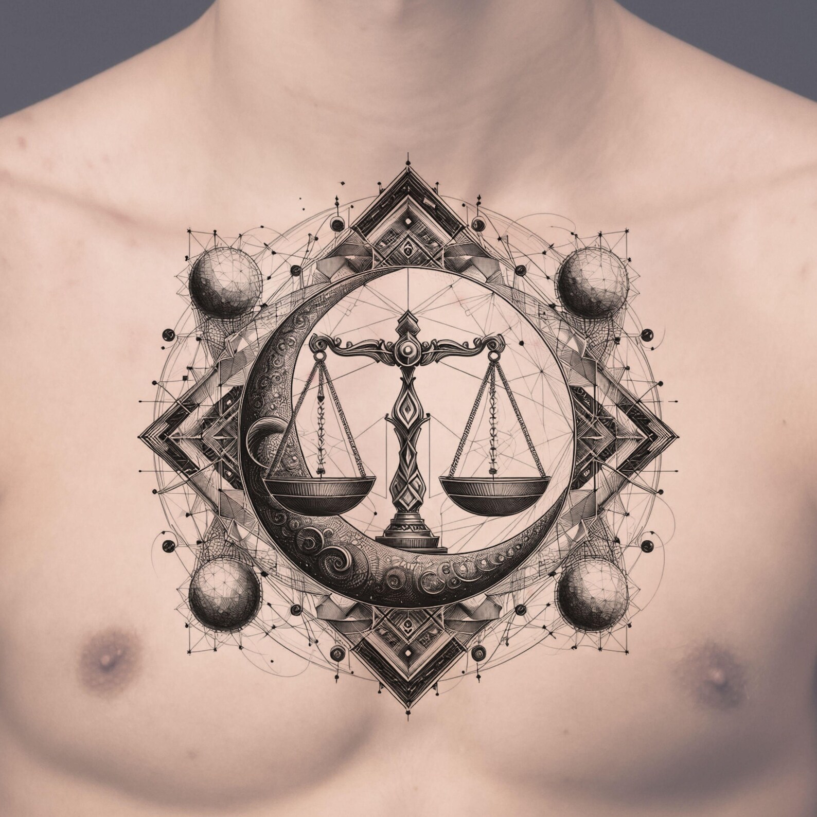 Scales of Justice Tattoo Design: Printable Stencil (instant Download ...