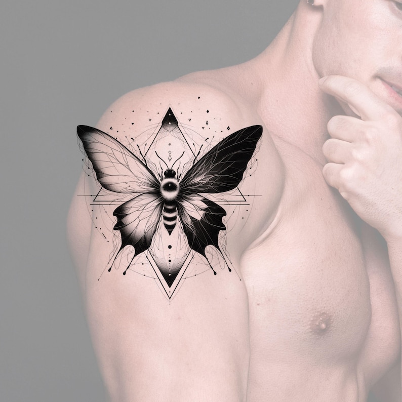 Butterfly Tattoo - Bee Tattoo - Mix Tattoo - Custom Tattoo Design ...