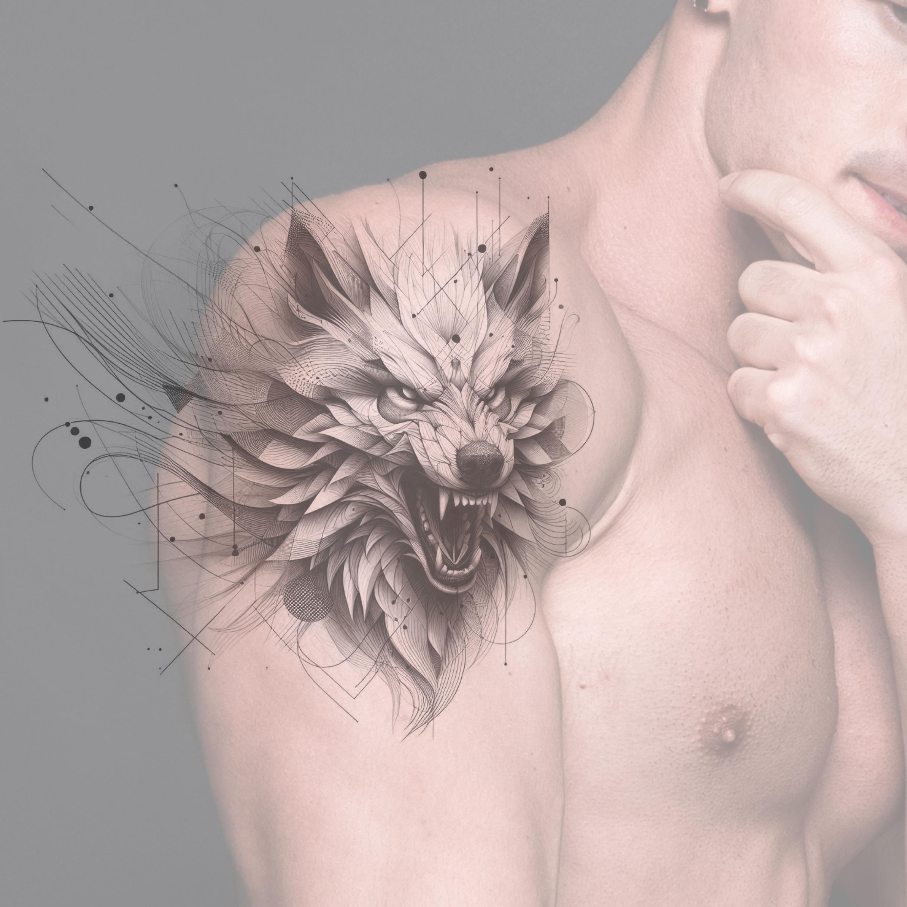 Angry Wolf Tattoo Design: Printable Template (instant Download) - Etsy