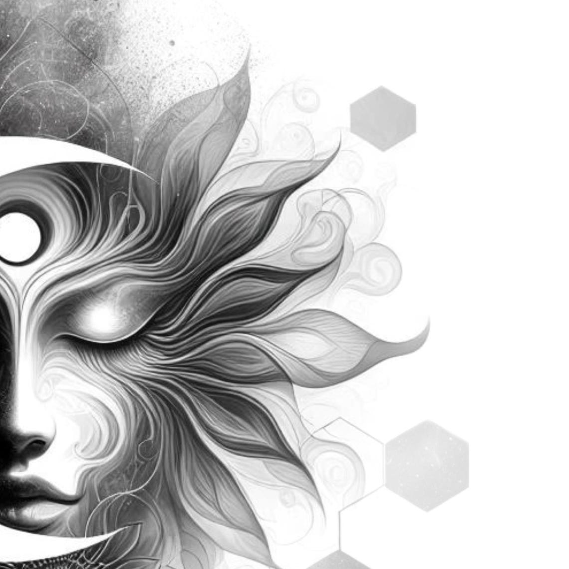 Woman Face Moon Tattoo Design (digital Download) - Etsy