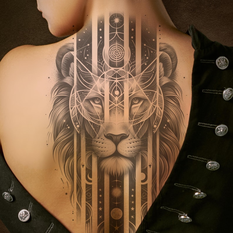 Ornamental Lion Tattoo Design: Geometric Tattoo (digital Download ...