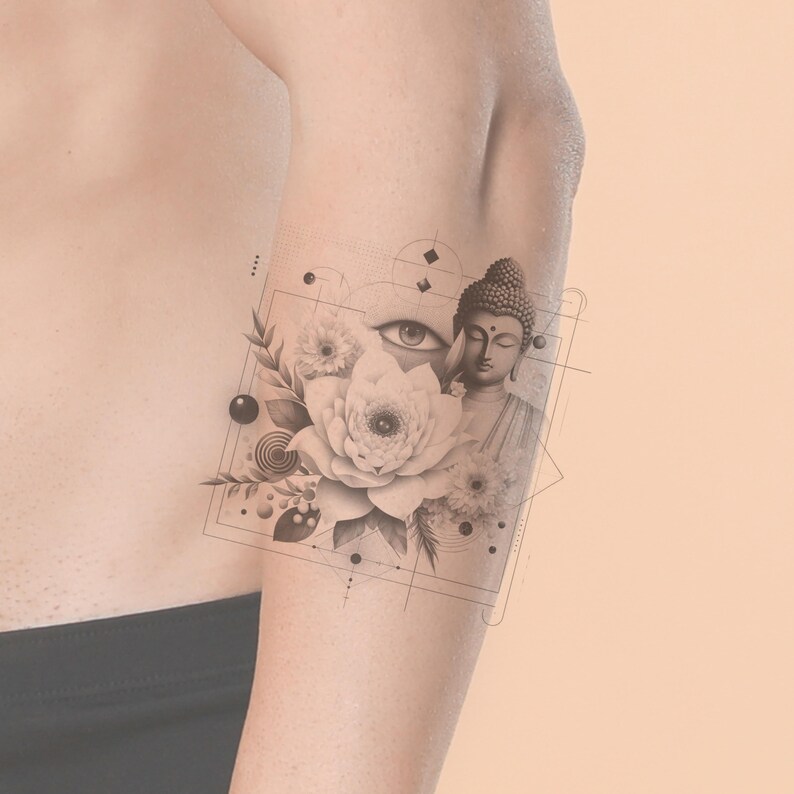 Buddha Tattoo Design - Flower Tattoo Design - Custom Tattoo Design ...