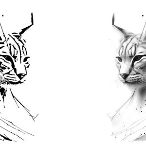 Lynx Tattoo Design: Wildcat Printable Template (instant Download) - Etsy