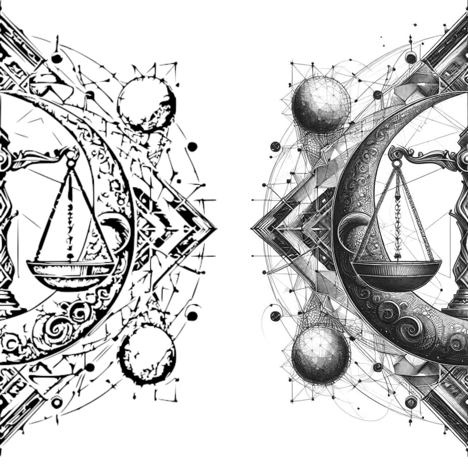 Scales of Justice Tattoo Design: Printable Stencil (instant Download ...