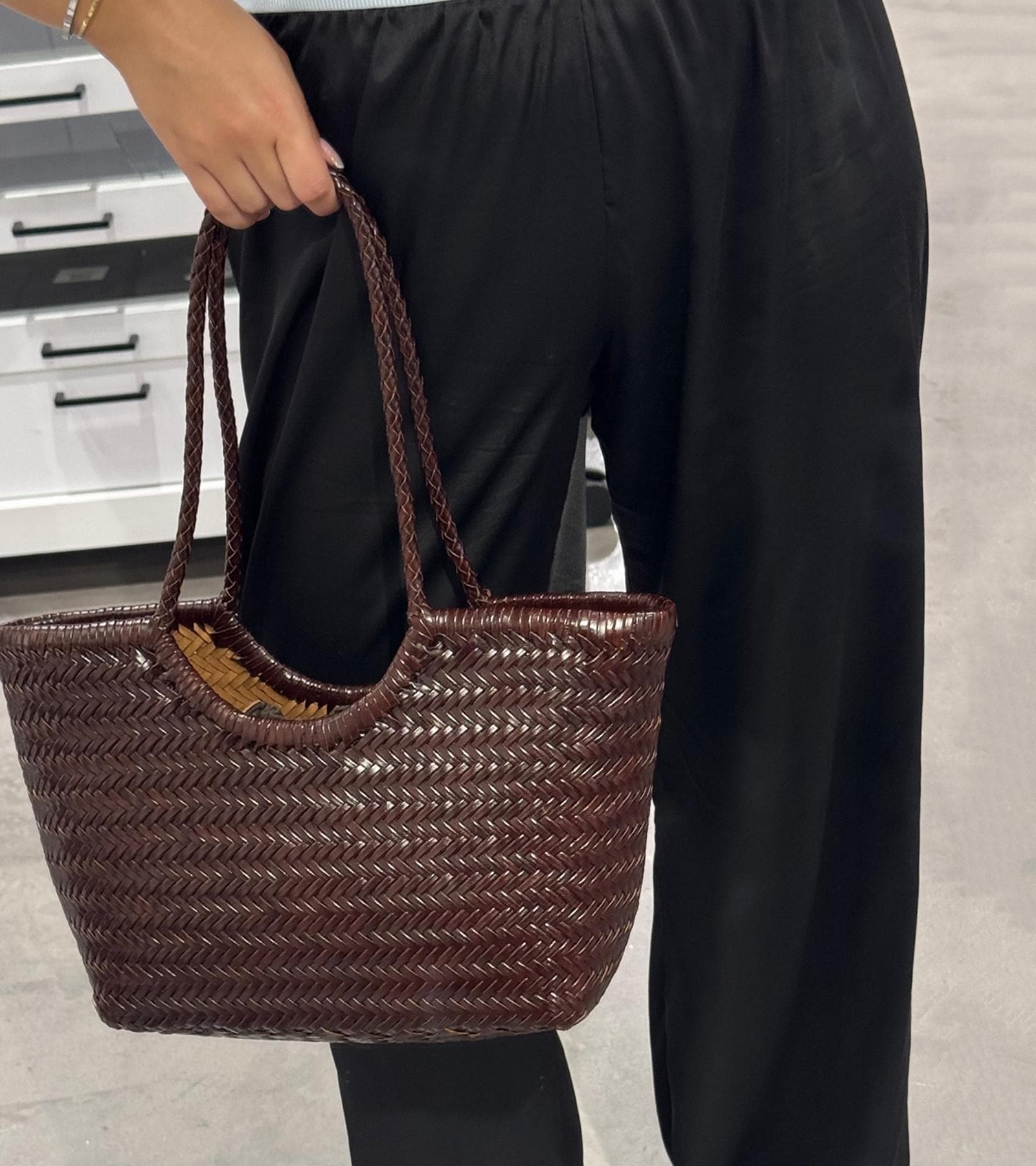 Leather Woven Tote Bags, Handmade Cow Leather Weaved Top Handle Bag ...