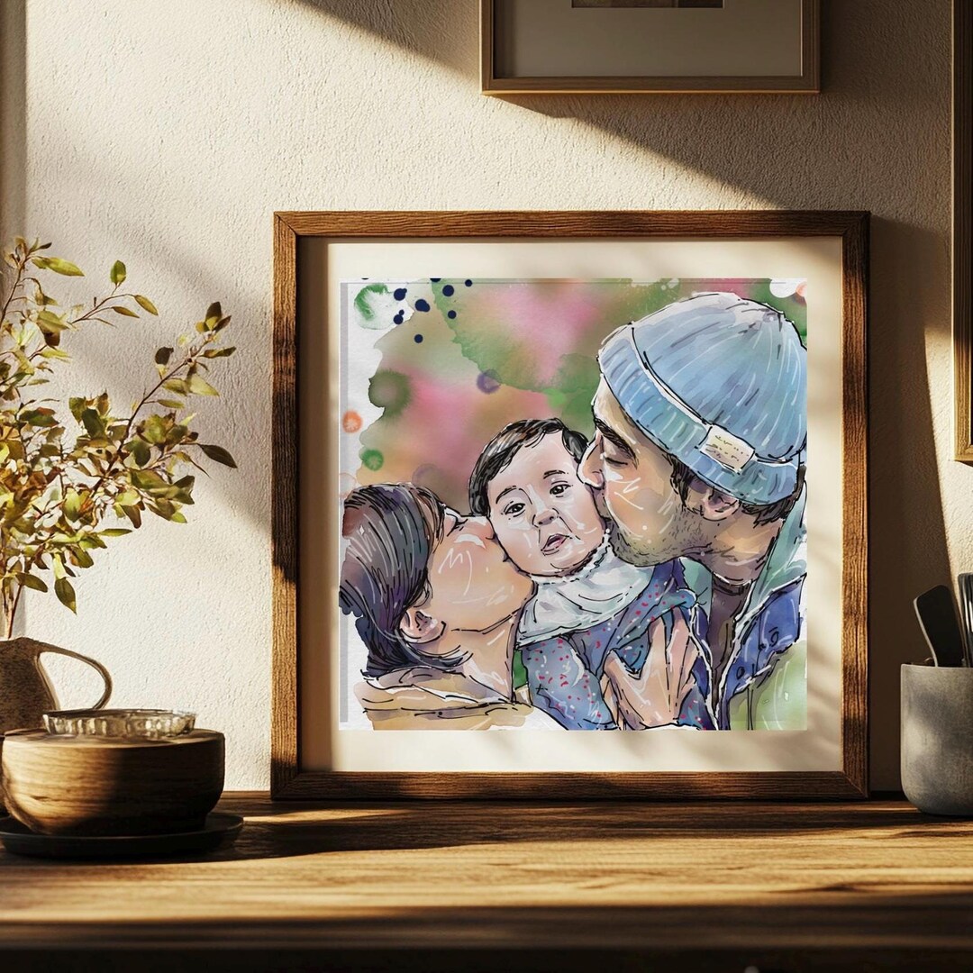 Portrait of 3, Unique Commission Drawing, Meaningful Personalized Art ...