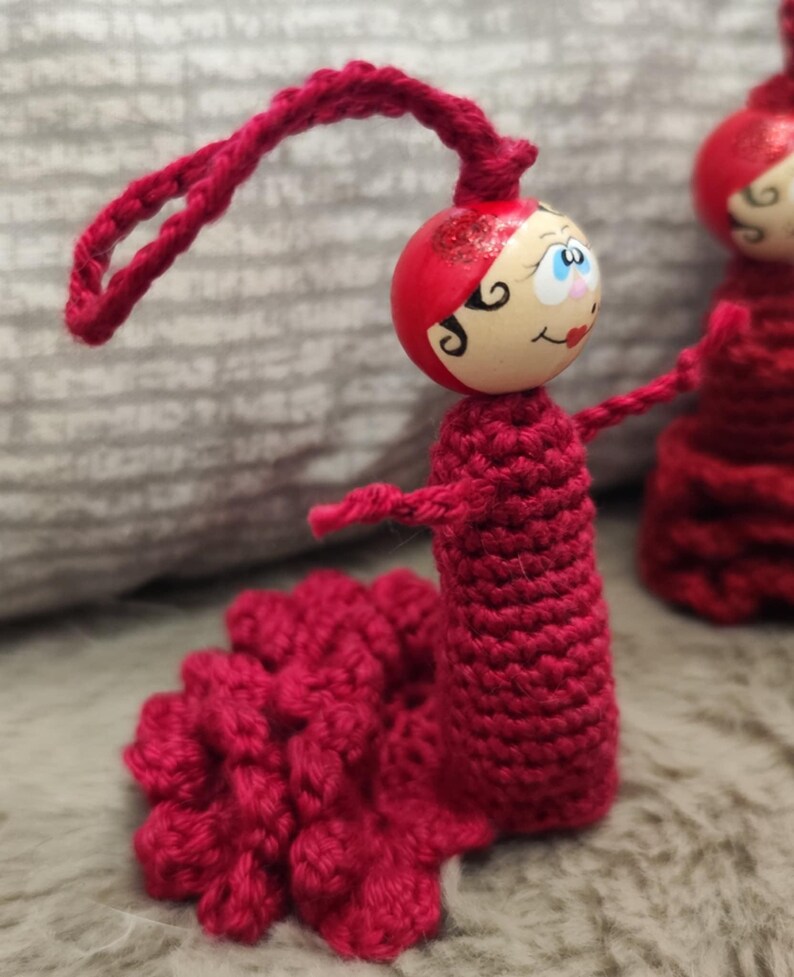3 Variants Flamenco Dancer Worry Worm Lucky Charm Key Ring Crochet ...