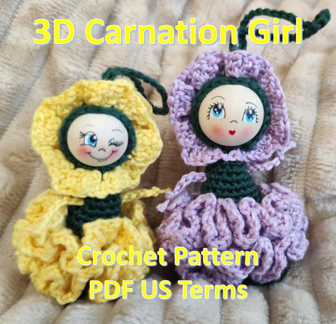 Carnation Worry Worms Flower Girl | 3D Flower Crochet PDF | Amigurumi ...