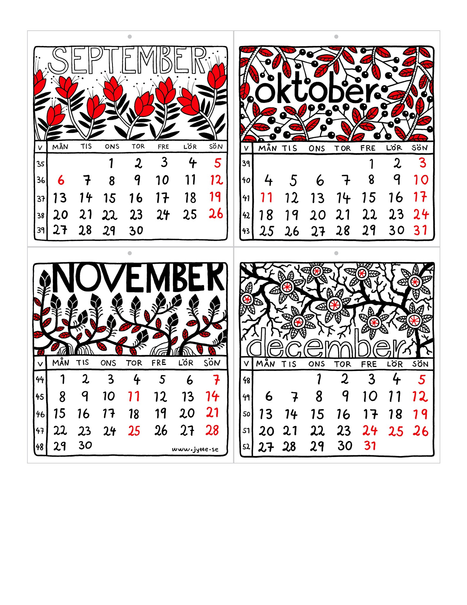 SQUARE printable Swedish monthly 2021 calendar. Instant | Etsy