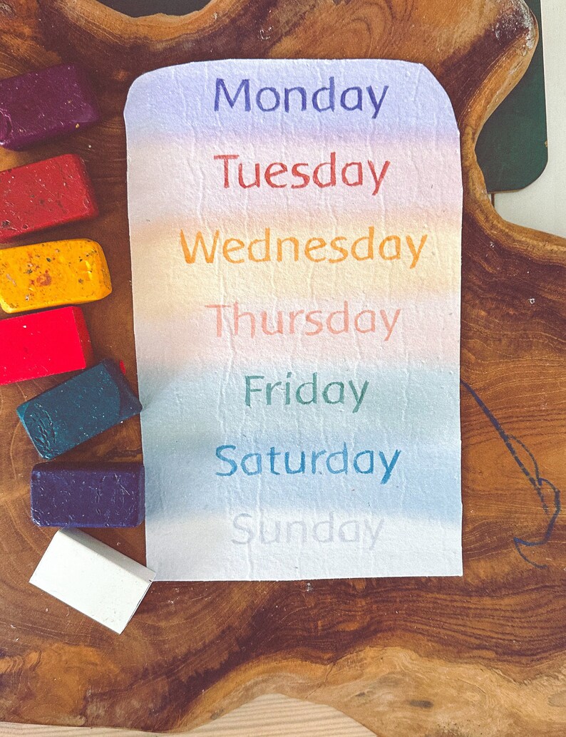 Days of Week Poster, Rainbow, Steiner Days of the Week, Printable ...