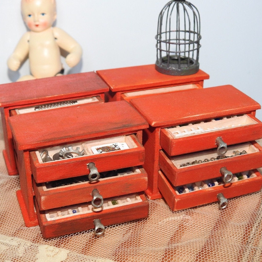 Miniature Red Drawers for Tiny Collections - Etsy