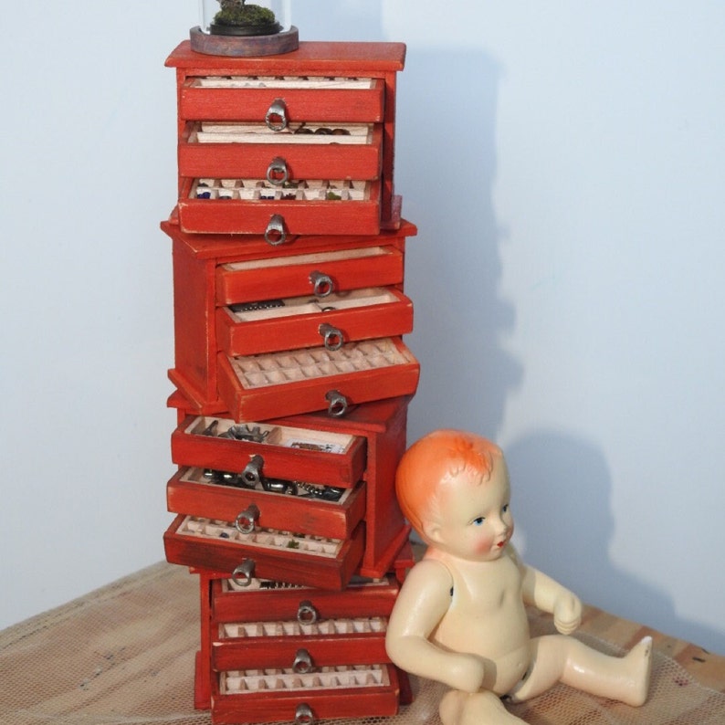 Miniature Red Drawers for Tiny Collections - Etsy