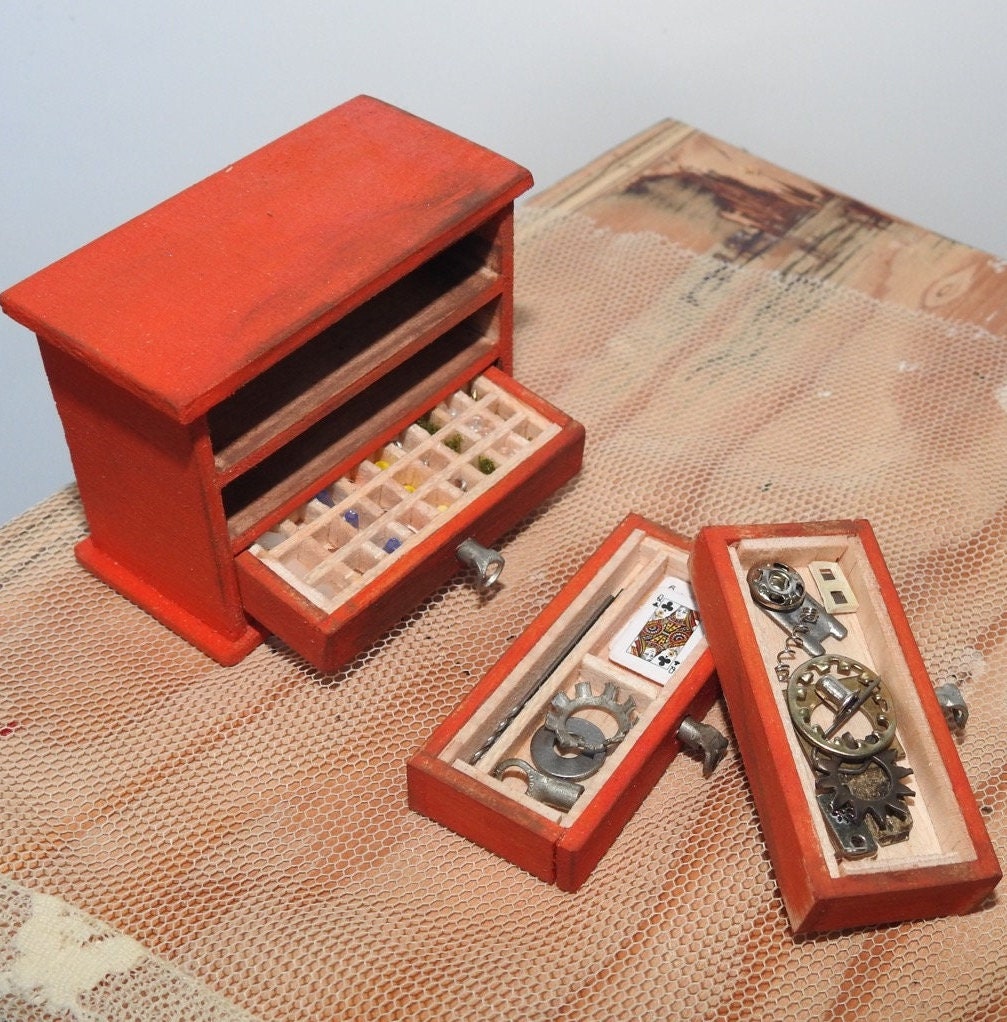 Miniature Red Drawers for Tiny Collections - Etsy