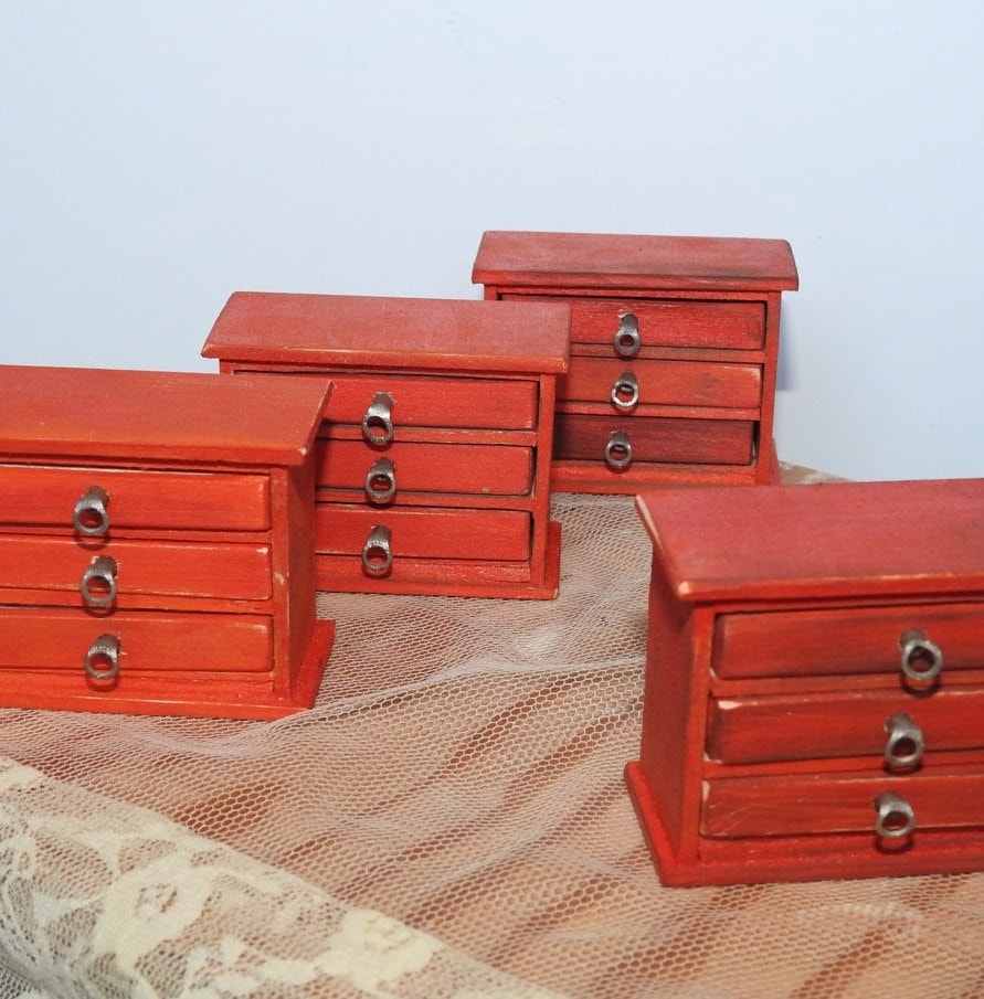 Miniature Red Drawers for Tiny Collections - Etsy