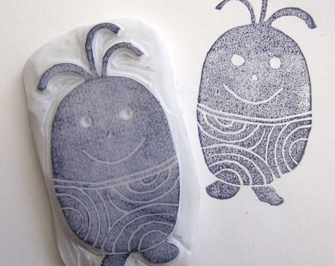 Hand Carved Smiley Critter Stamp - Etsy