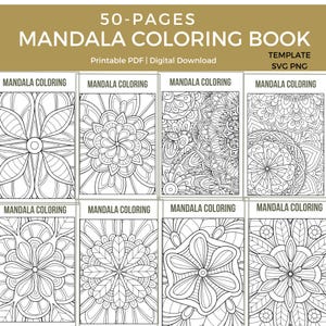 50 Page Printable Mandala Coloring Book Printable Adult Coloring Pages ...