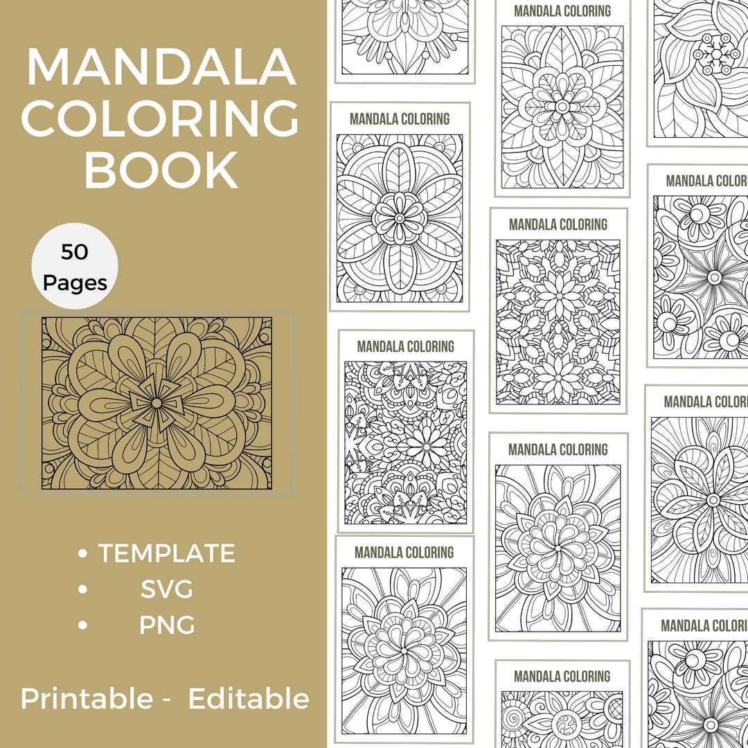 50 Page Printable Mandala Coloring Book Printable Adult Coloring Pages ...