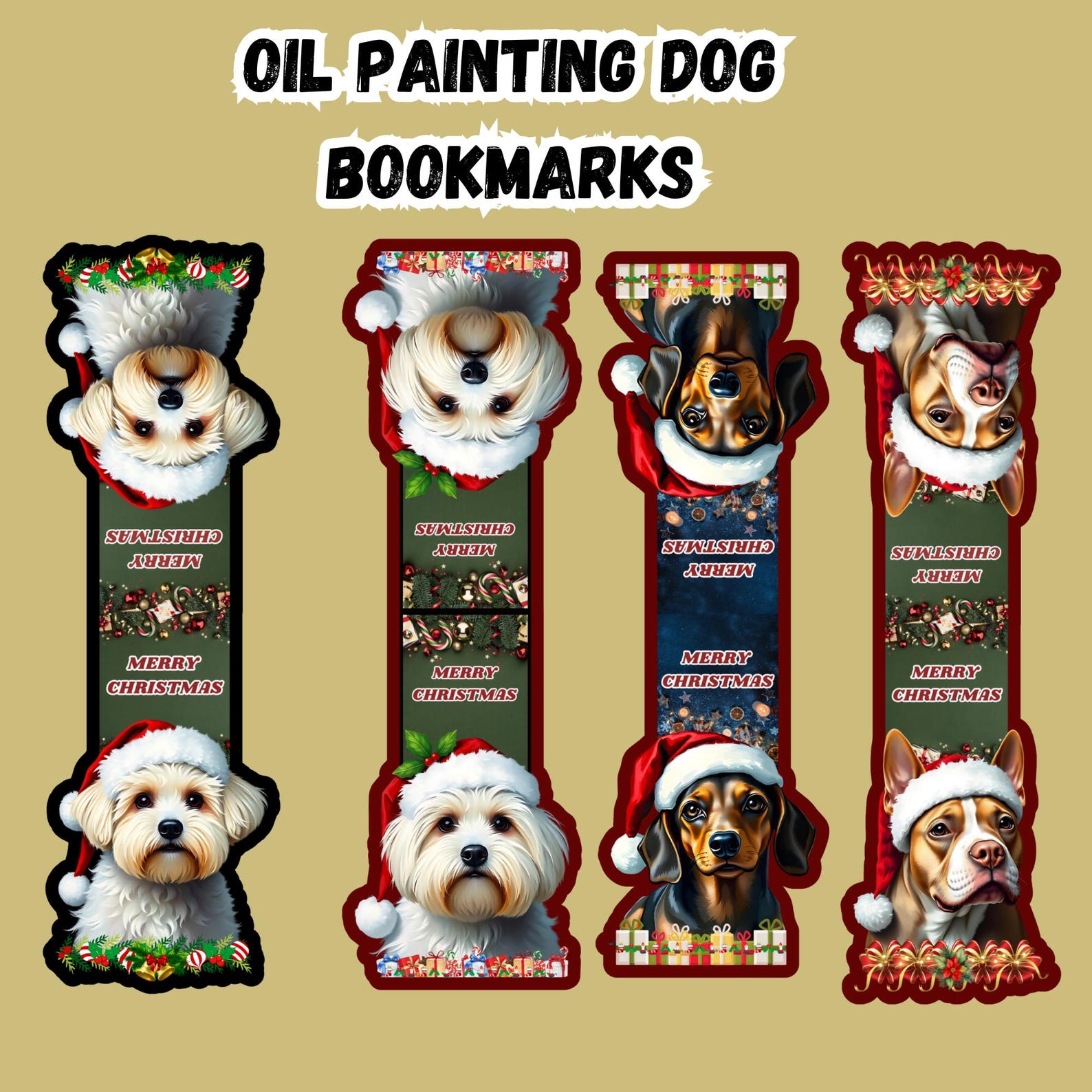 Printable Dog Christmas SVG Magnetic Bookmark PNG SVG for Teachers ...
