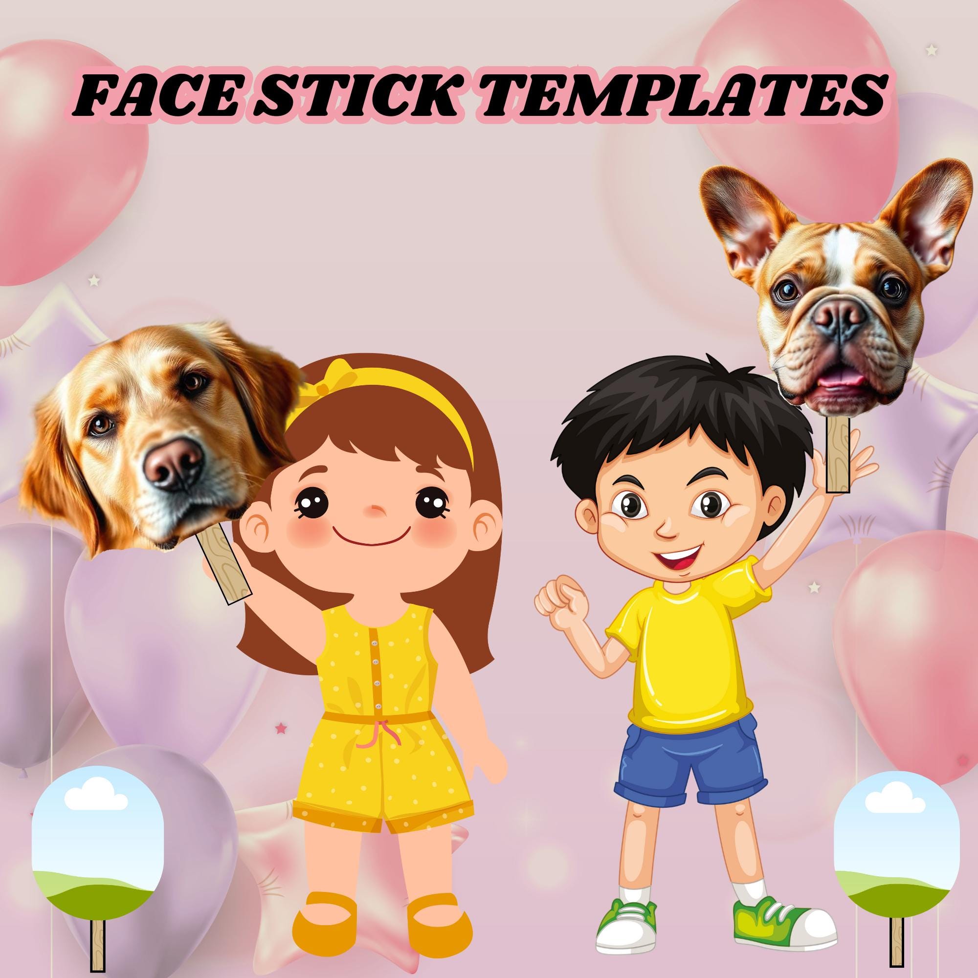 Personalized Face Stick Template - Custom Photo Template for Kids ...