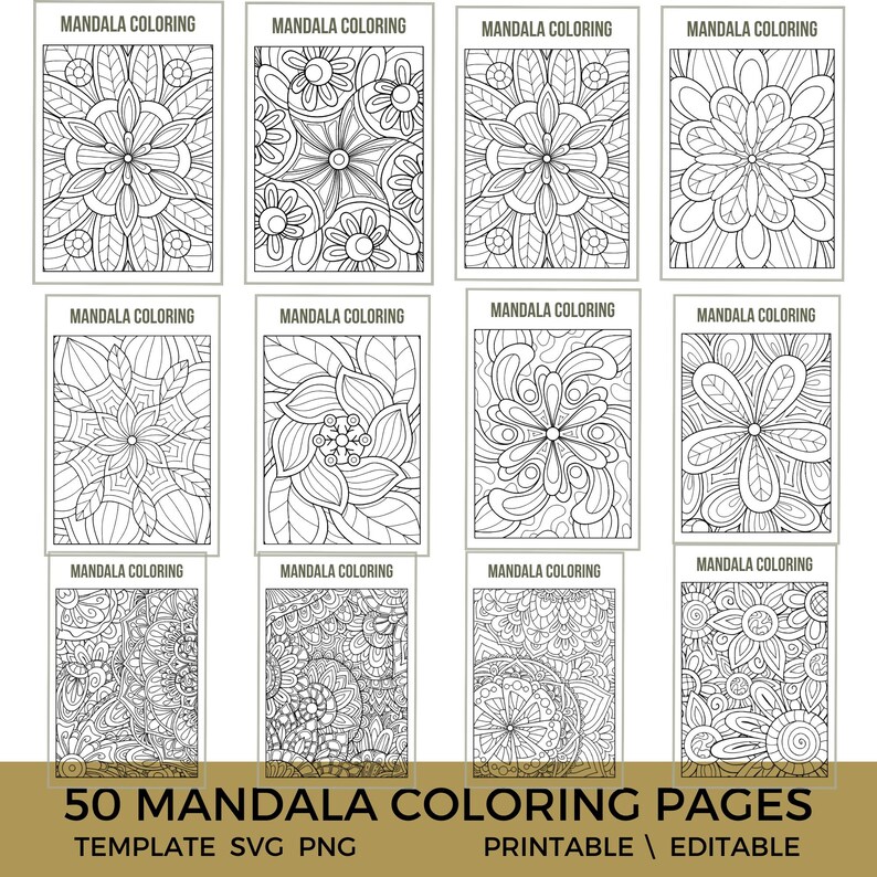 50 Page Printable Mandala Coloring Book Printable Adult Coloring Pages ...