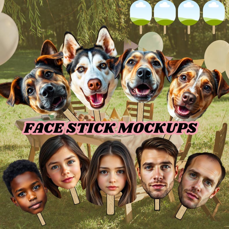 Personalized Face Stick Template: Custom Photo Party Props (digital ...
