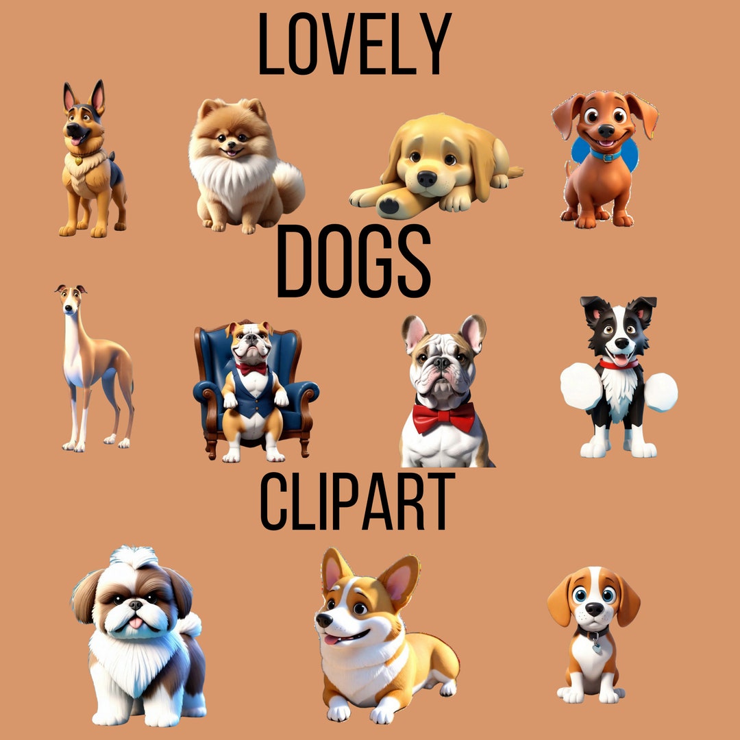 Adorable Dog Clip Art: SVG Dog Designs Canine Illustrations, Playful ...
