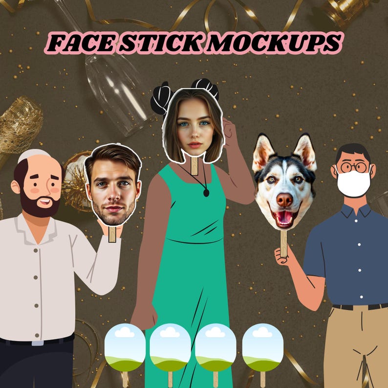 Personalized Face Stick Template Custom Photo Template for Events ...