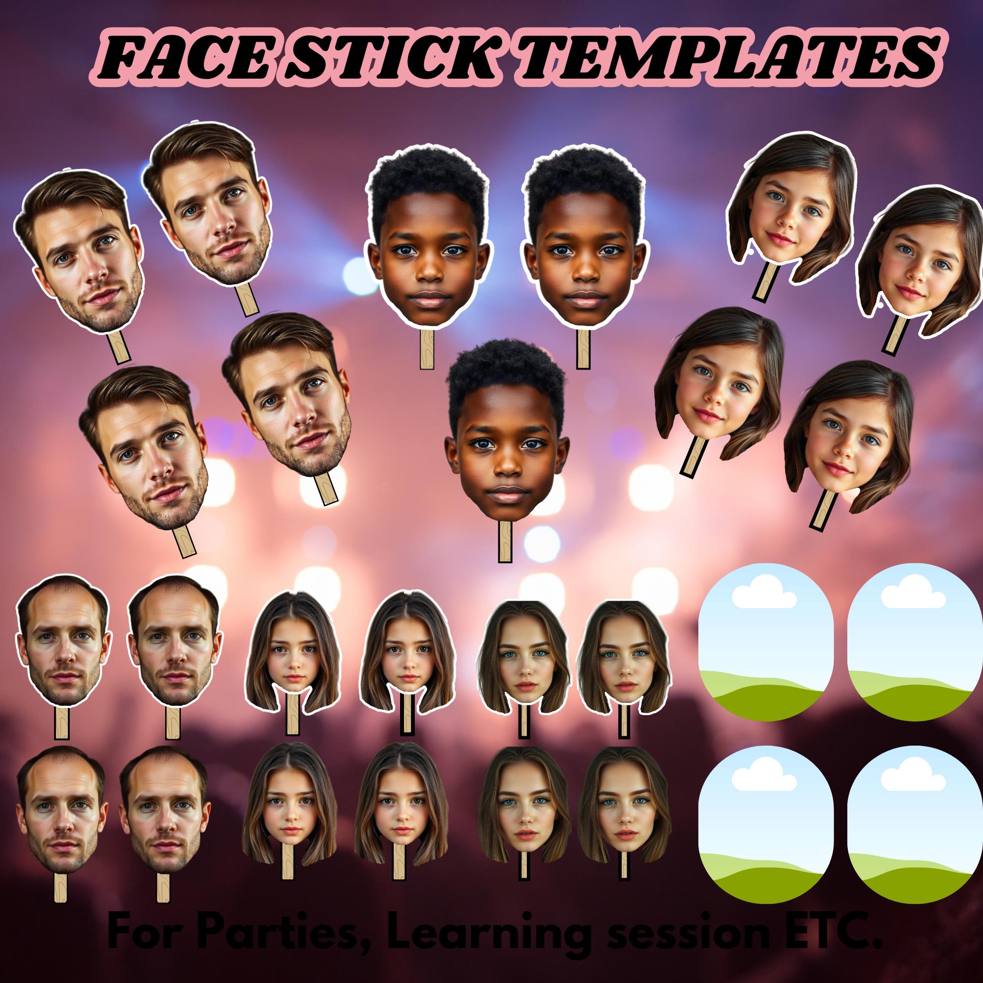 Personalized Face Stick Template - Custom Photo Template for Kids ...