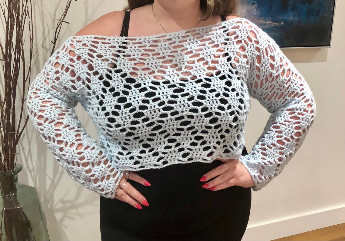 Handmade Crochet Mesh Diamond Bolero/shrug/crop Top. Crochet Summer Top ...