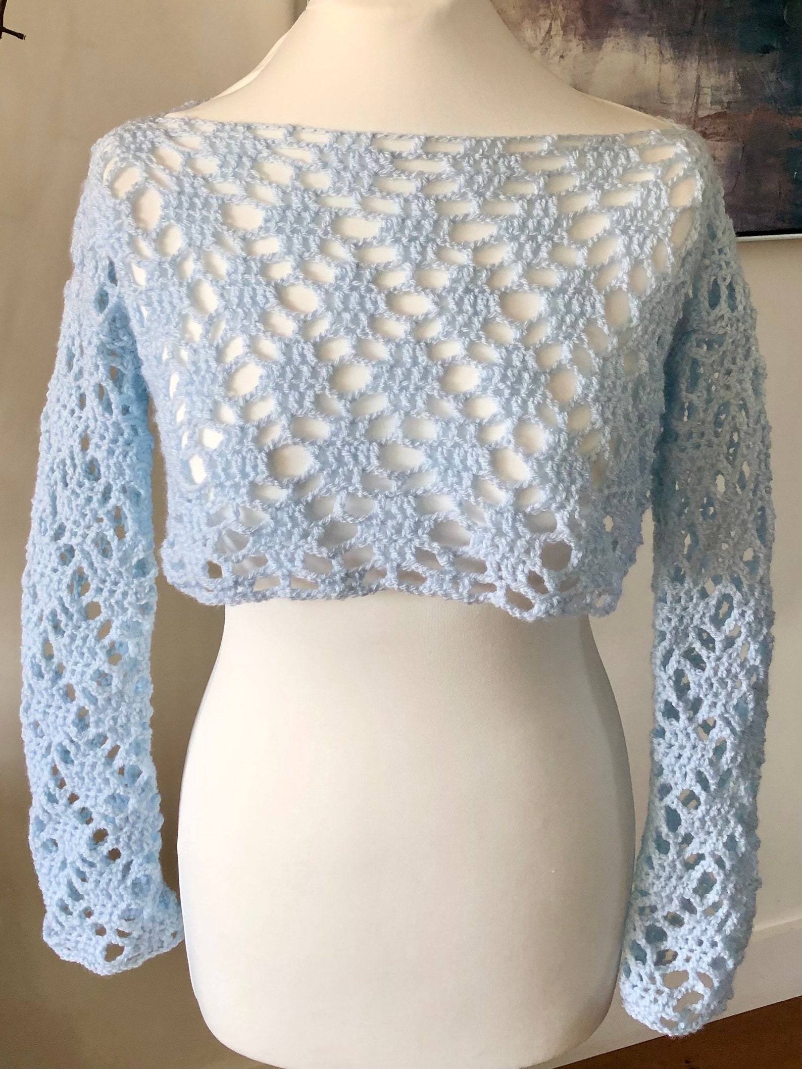 Handmade Crochet Mesh Diamond Bolero/shrug/crop Top. Crochet Summer Top ...