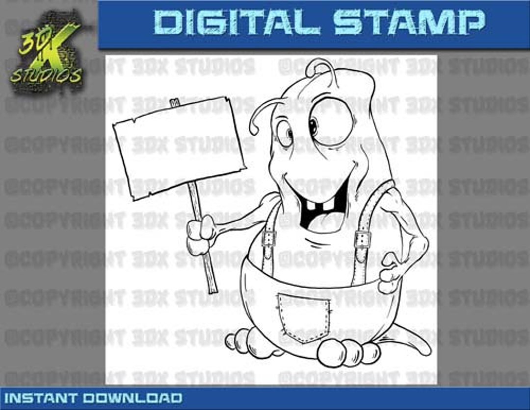 Digital Stamp Instant Download - Bugsby the Alien - Etsy