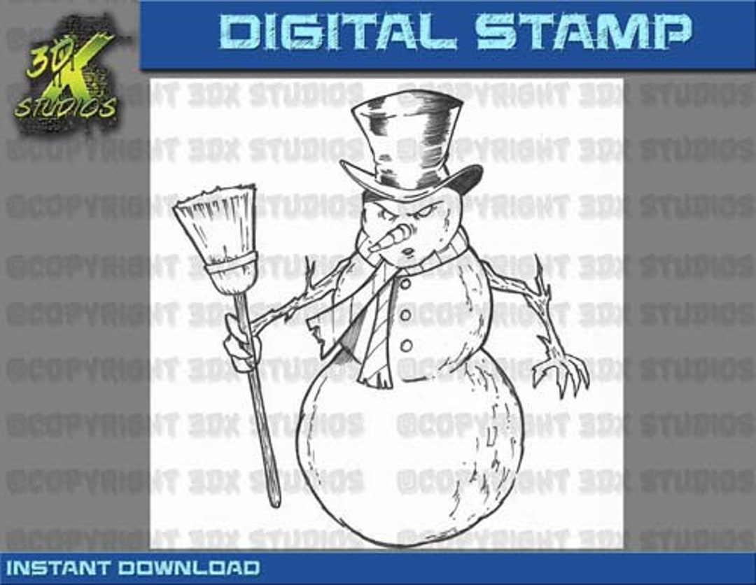Digital Stamp Instant Download - Winter Snowman Digi - Etsy