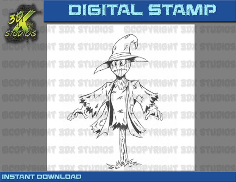 Digital Stamp Instant Download - Scarecrow Digi - Etsy