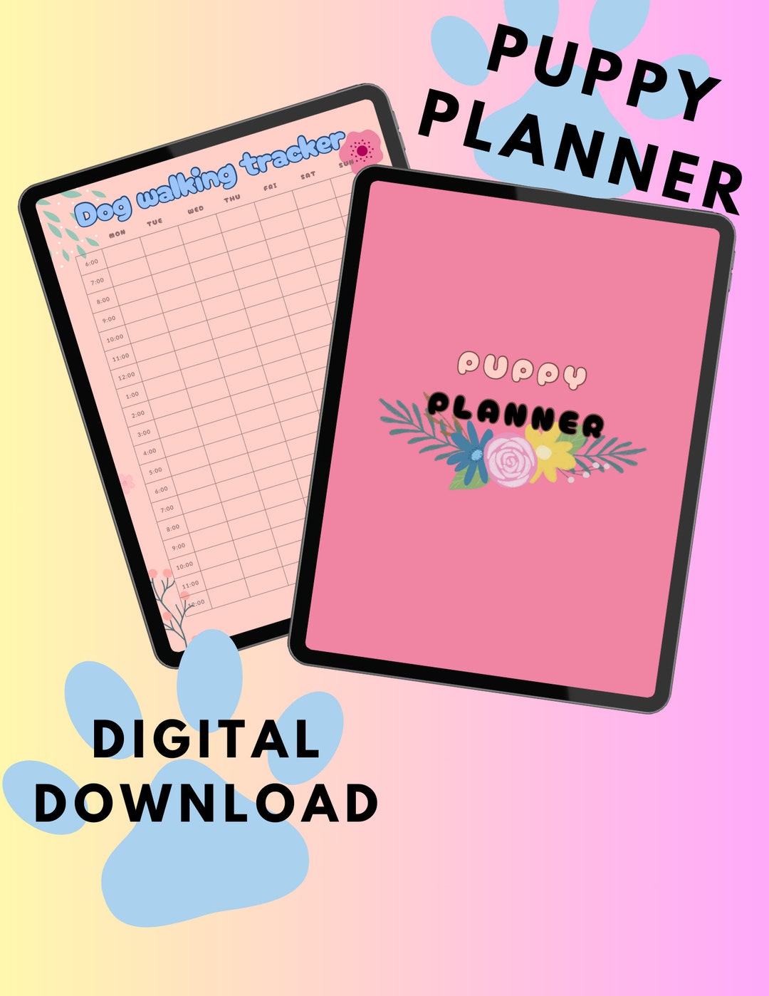 Puppy Pet Planner Printable, Canva Edit Digital Planner, Walking ...